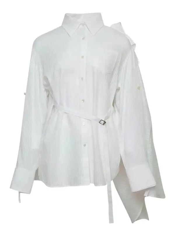 GRACE ELWOOD Off-shoulder Draped Shirt - White