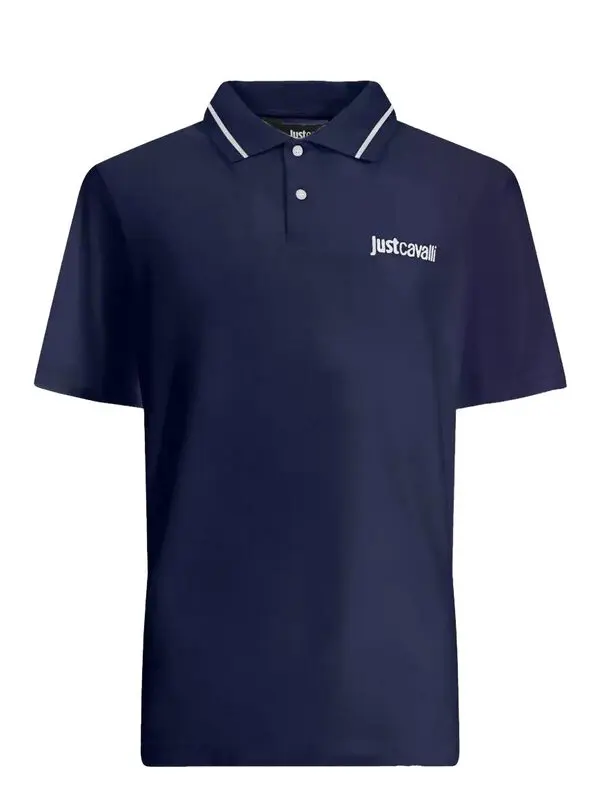 Just Cavalli Logo-print Tipped Polo Shirt - Blue
