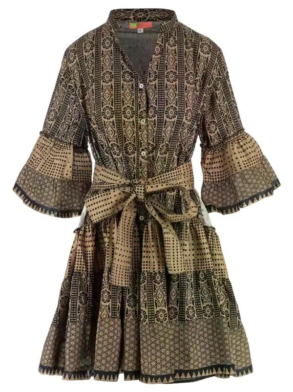 PEP'S Geometric-pattern Ruffled Dress - Neutrals