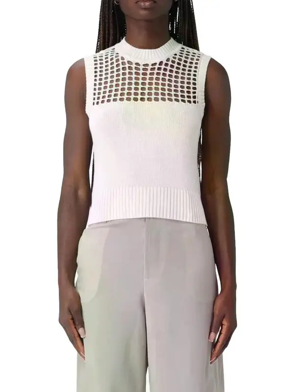 Armani Exchange Open-knit Sleeveless Top - White