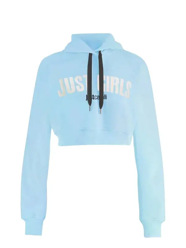 Just Cavalli Logo-print Cropped Hoodie - Blue