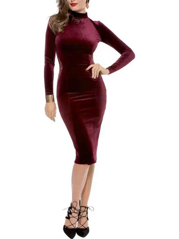 ROSERRY Sydney Velvet Midi Dress - Red