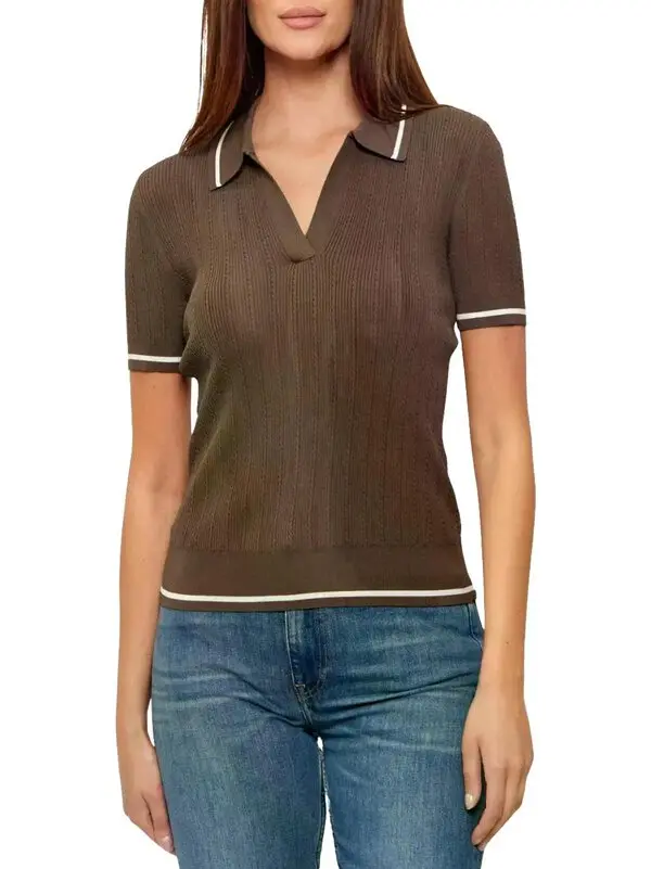 Armani Exchange Cable-knit Short-sleeve Sweater - Brown