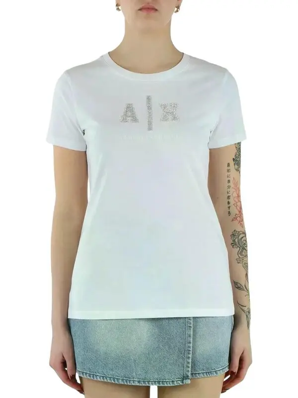 Armani Exchange Rhinestone Logo T-shirt - White