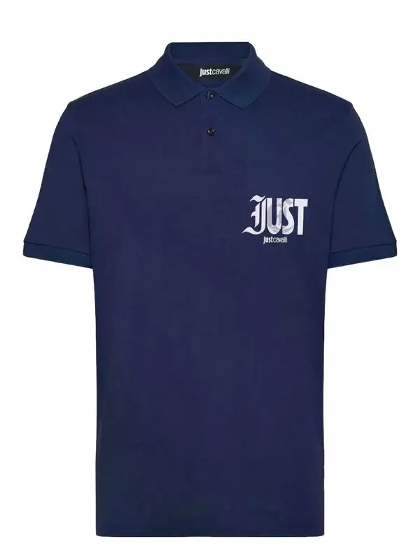 Just Cavalli Logo-print Cotton Polo Shirt - Blue