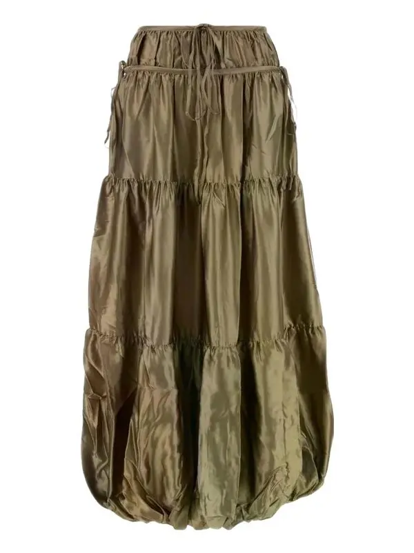 Co Tiered Silk Maxi Skirt - Green