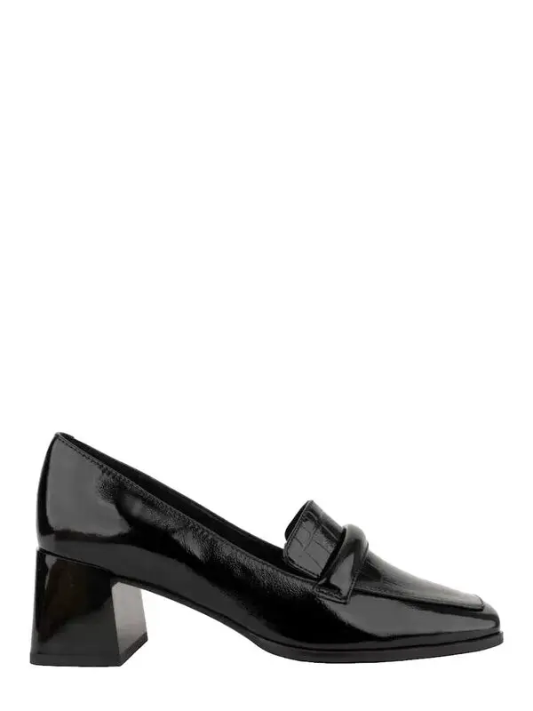 LINDA BAUMANN Croc-effect Block-heel Pumps - Black