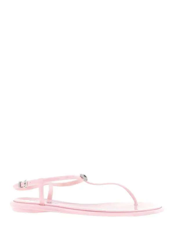Mach & Mach Double Bow Crystal-embellished Flat Sandals - Pink