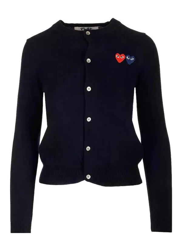 Play Comme Des Garcon Heart-patch Cardigan - Blue