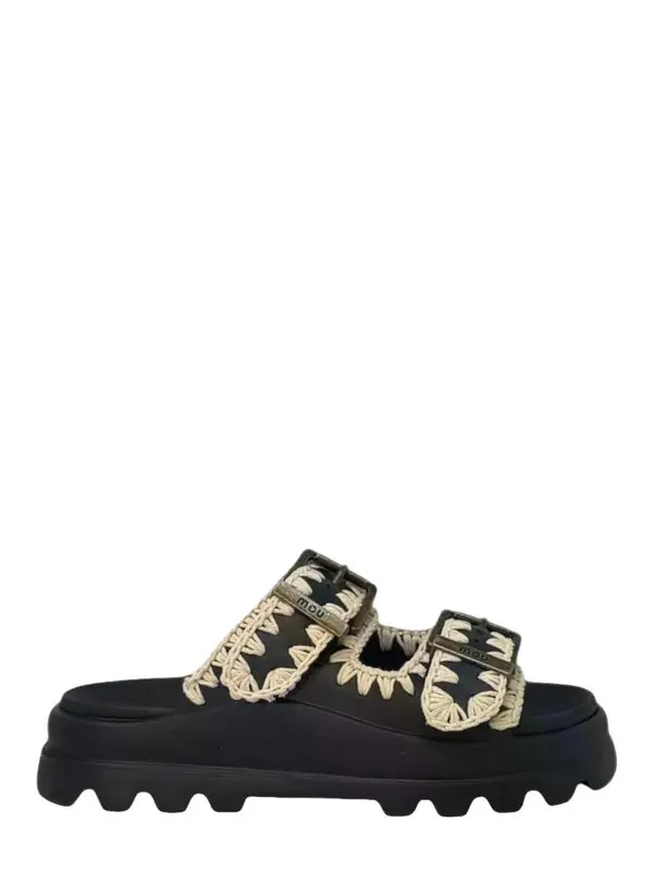 Mou Bounce Crochet-trim Sandals - Black