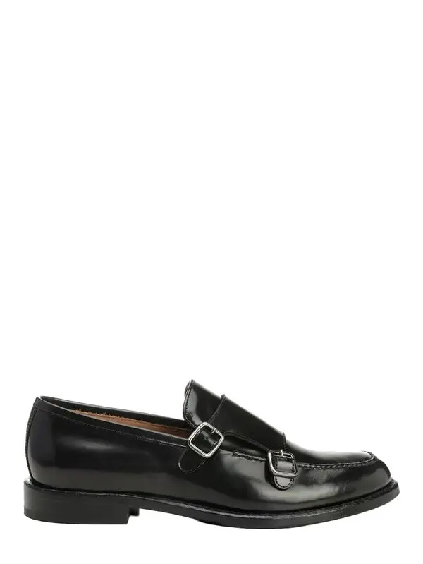 CORVARI Leather Double-strap Monk Shoes - Black
