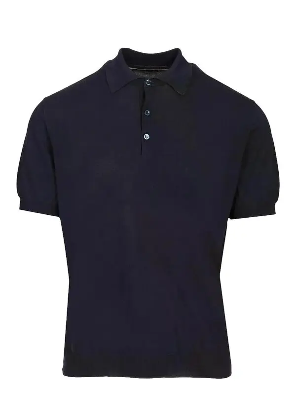 ORIGINAL VINTAGE Short-sleeve Ribbed-trim Polo Shirt - Blue