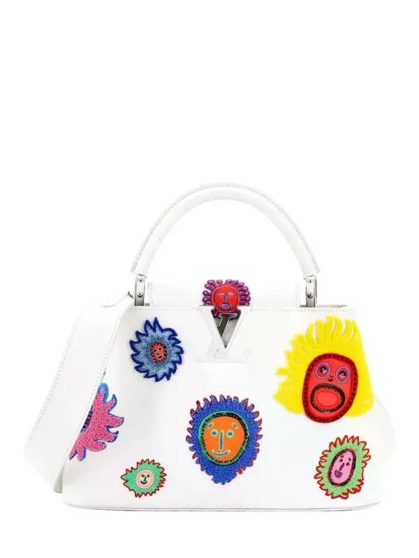 LOUIS VUITTON Capucines Yayoi Kusama Embroidered Satchel - White