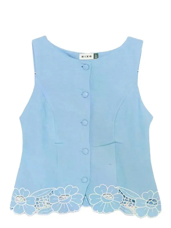 Rixo Lucca Sleeveless Blouse - Blue