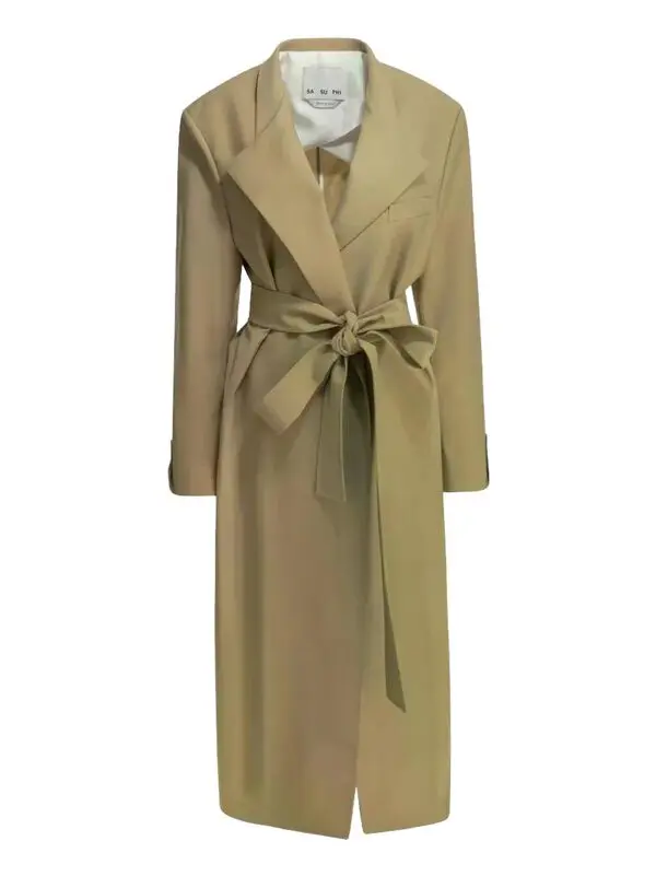 SA SU PHI Belted Wool Coat - Neutrals