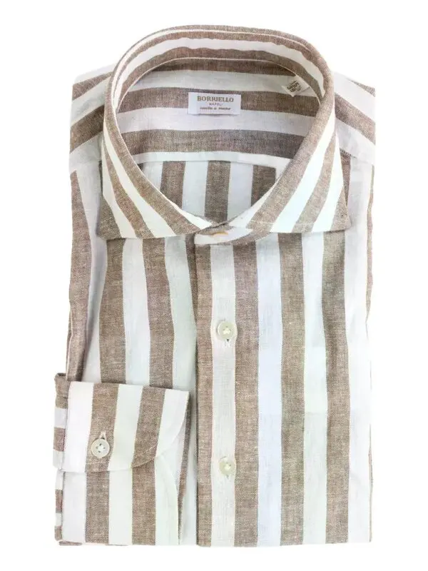 BORRIELLO NAPOLI Marechiaro Vertical-stripe Shirt - Neutrals