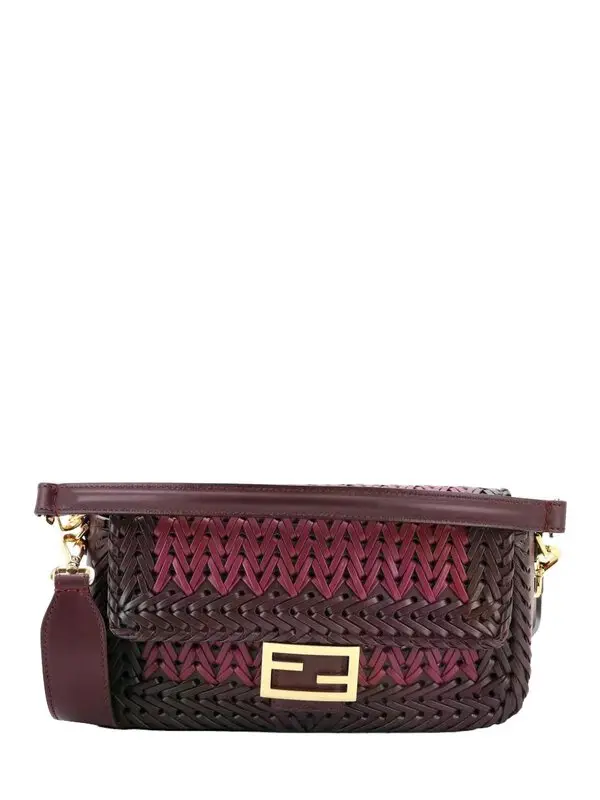 Fendi Baguette Nm Medium Shoulder Bag Woven Leather - Purple