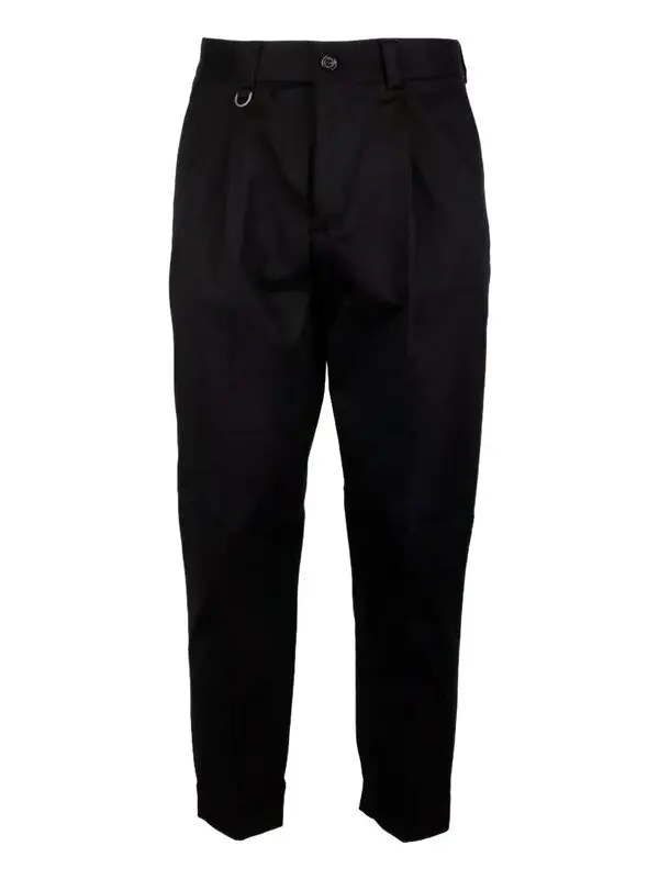 PAOLO PECORA Pleated Turn-up Trousers - Black