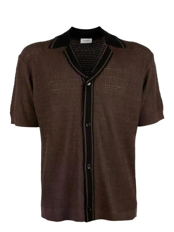 PAOLO PECORA Open-knit Button-up Shirt - Brown