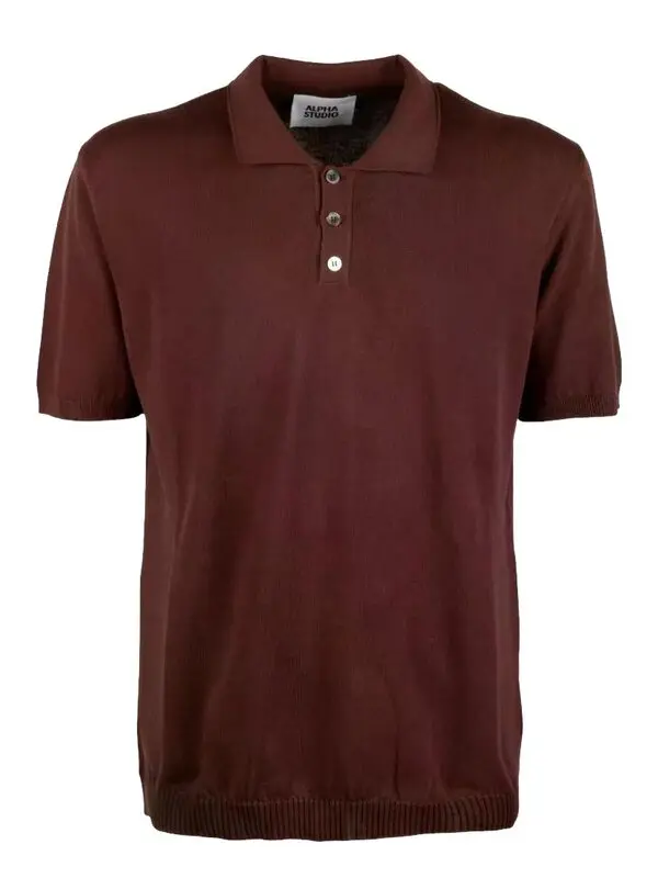 Alpha Studio Short-sleeve Knit Polo Shirt - Brown