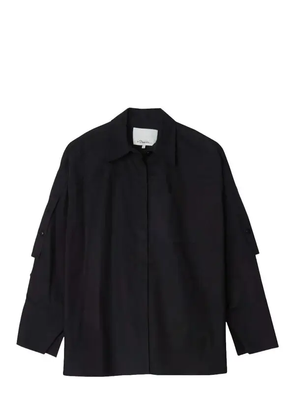 3.1 Phillip Lim Convertible-sleeve Drop-back Cotton Shirt - Blue