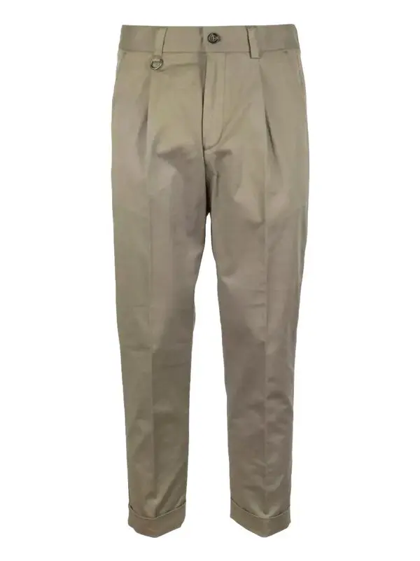 PAOLO PECORA Pleated Turn-up Trousers - Green