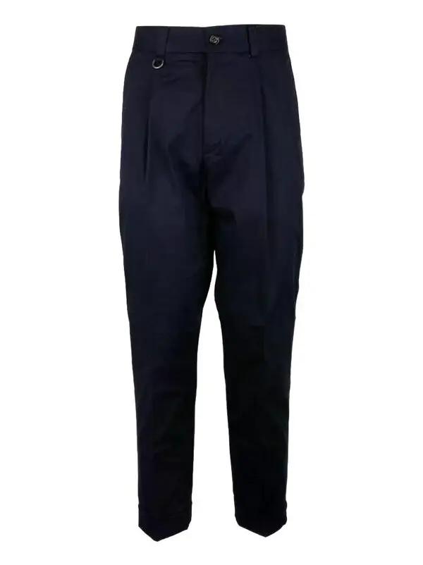 PAOLO PECORA Pleated Turn-up Trousers - Blue