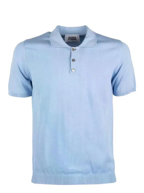 Alpha Studio Short-sleeve Knitted Polo Shirt - Blue