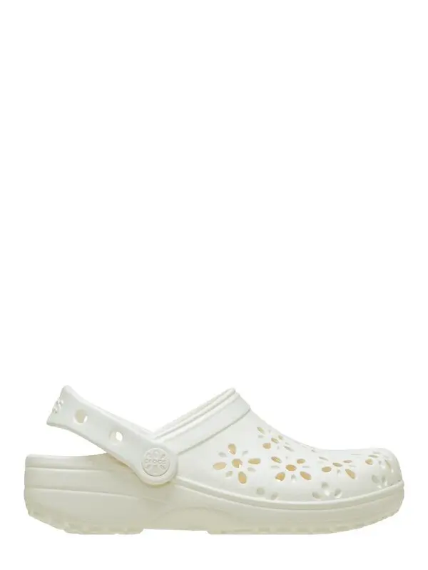 CROCS Classic Clog With Floral Cut Out - Chalk