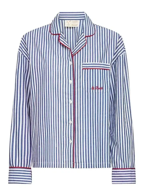 MC2 SAINT BARTH Striped Piping Shirt - Blue