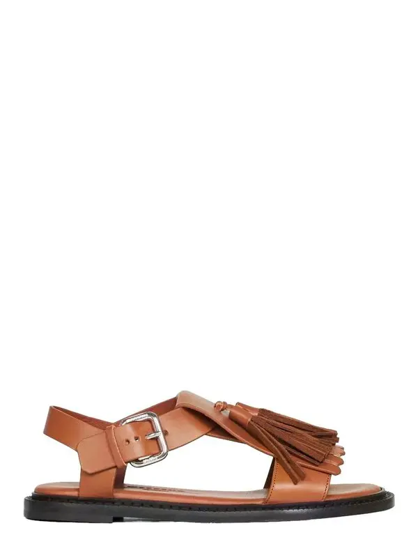 Max Mara Fringed Tassel-detail Sandals - Brown