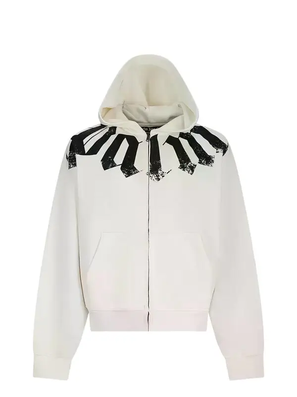 Palm Angels Logo-print Zip-up Hoodie - White