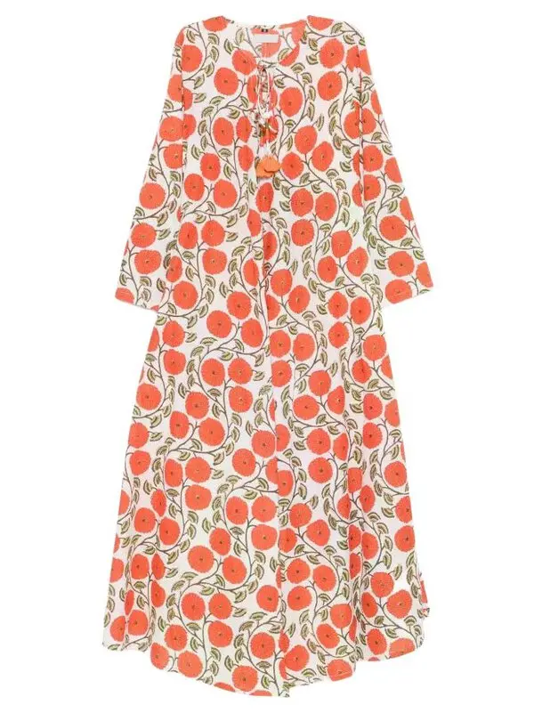 ELLEBLEU Soleil Floral Maxi Dress - Orange