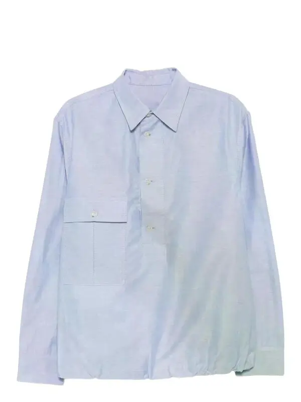 NINE:INTHE:MORNING Dexter Elasticated-hem Flap-pocket Shirt - Blue