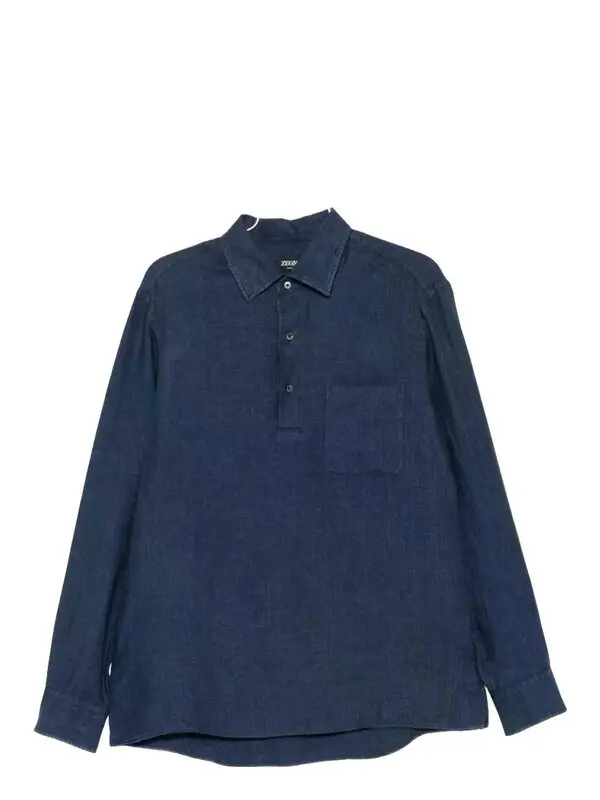 Zegna Button-up Chest-pocket Polo Shirt - Blue