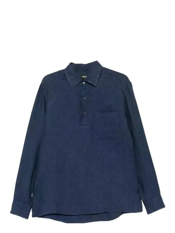 Zegna Button-up Chest-pocket Polo Shirt - Blue