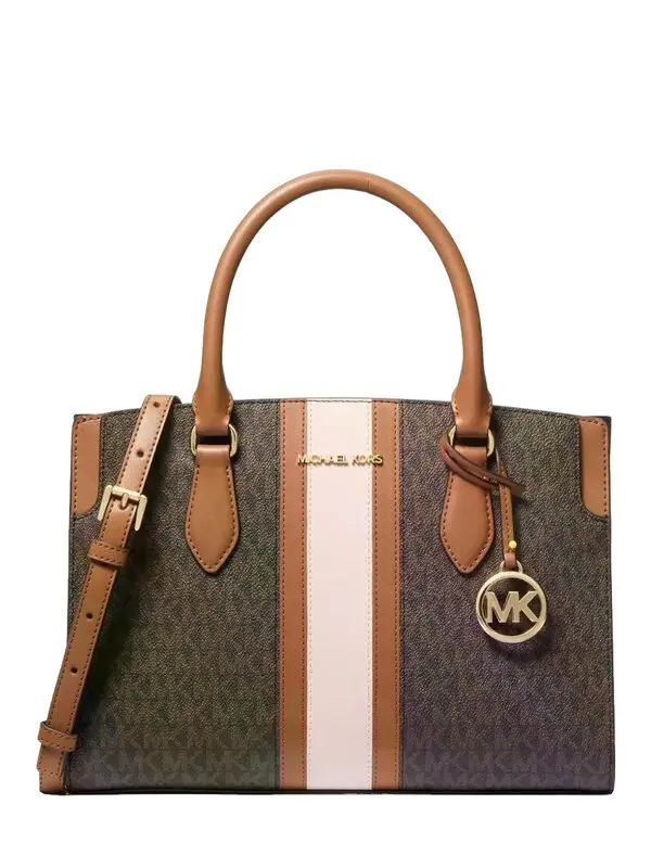 Michael Kors Logo-print Striped Tote Bag - Brown