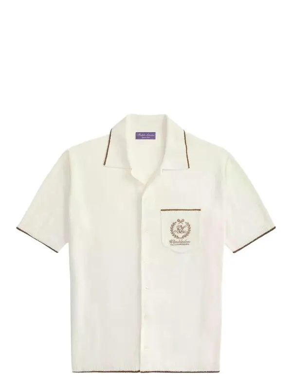 Ralph Lauren Purple Label Wimbledon Embroidered Silk-blend Shirt - White