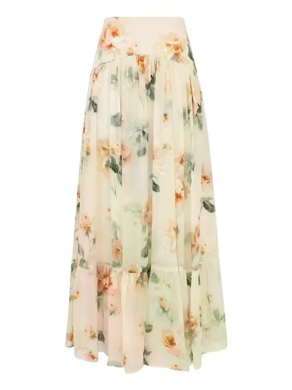 Zimmermann Carousel Burnout Midi Skirt - Neutrals