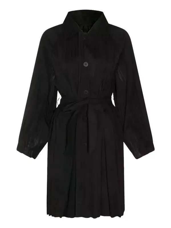 Issey Miyake Pleated Belted Coat - Black