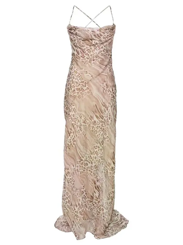 BLUGIRL Leopard-print Cowl-neck Maxi Dress - Neutrals