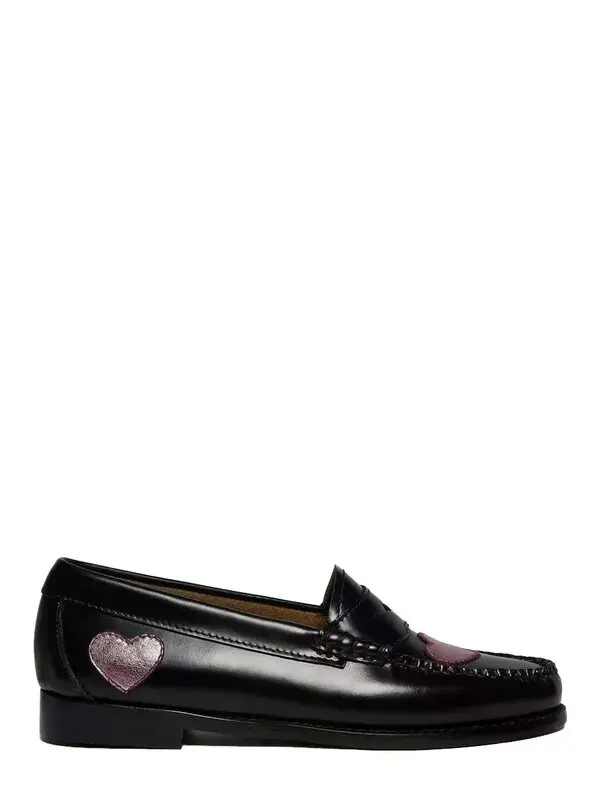 G.H.BASS Metallic-heart Penny Loafers - Black