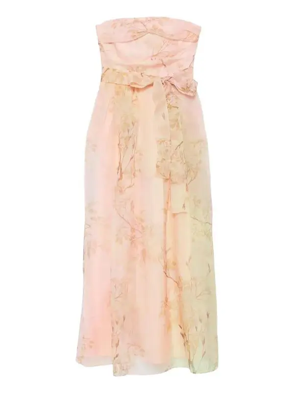 Max Mara Floral-print Strapless Dress - Pink