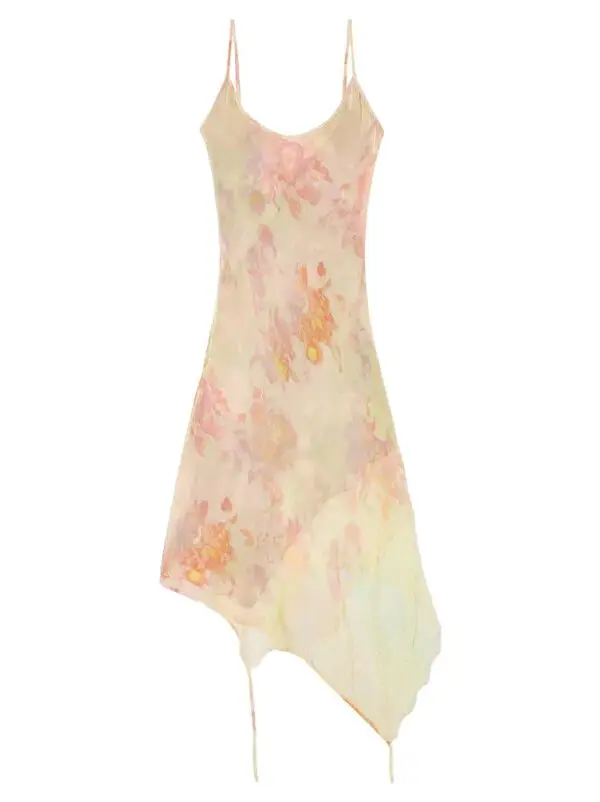 DIESEL® Floral-print Lace-trim Midi Dress - Yellow