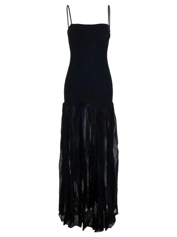 Hunza G Crinkled Finish Flared Maxi Dress - Black