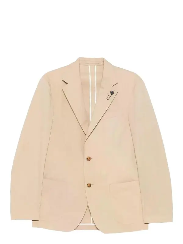 LARDINI Flower-pin Notch-lapel Blazer - Neutrals
