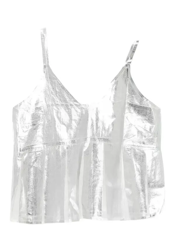 TELA Metallic-effect Pleated Top - Silver