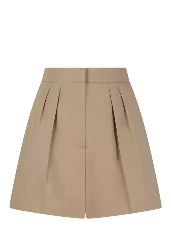 Max Mara Pleated Shorts With Embroidered Logo - Neutrals