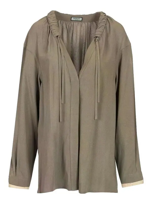 DURAZZI MILANO Gathered Neck Tie-fastening Tunic - Brown