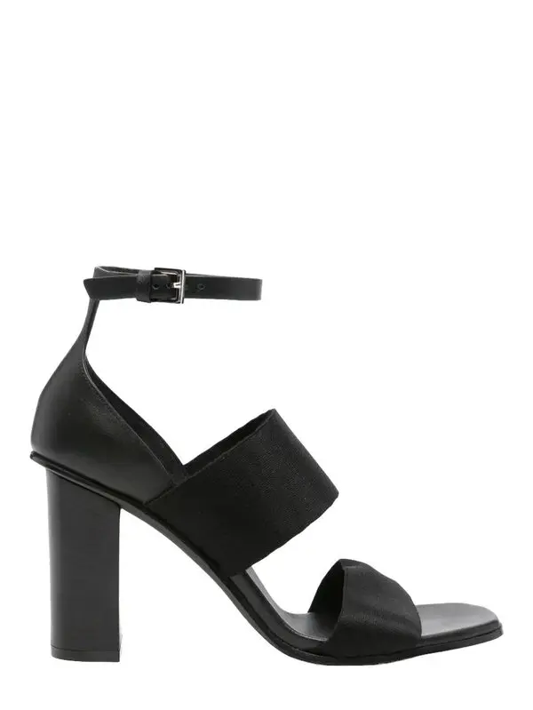 Max Mara Leather And Fabric Ankle Strap Block Heel Sandals - Black